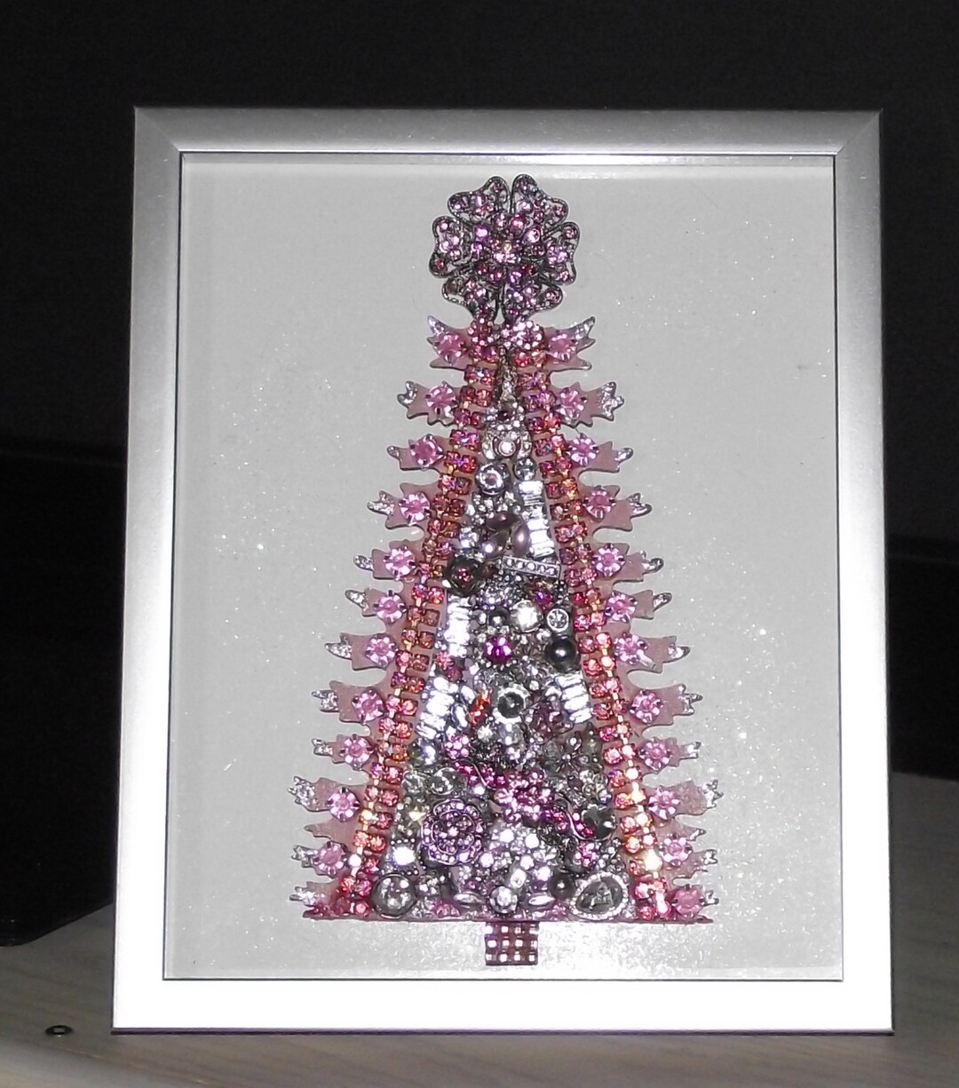 Bejeweled PINK TREE. Jewelry Collage Art. Made With Vintage to Newer ...
