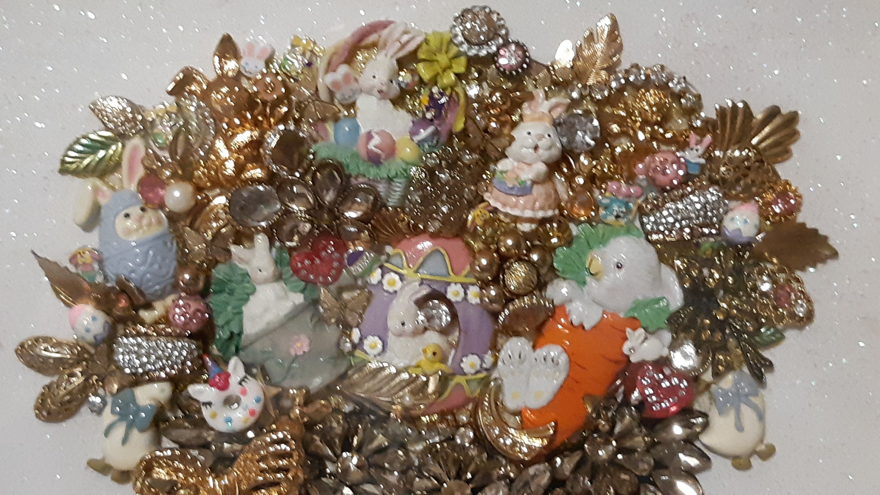 Bejeweled EASTER BASKET Shadow Box. Jewelry Collage Art. Made With ...