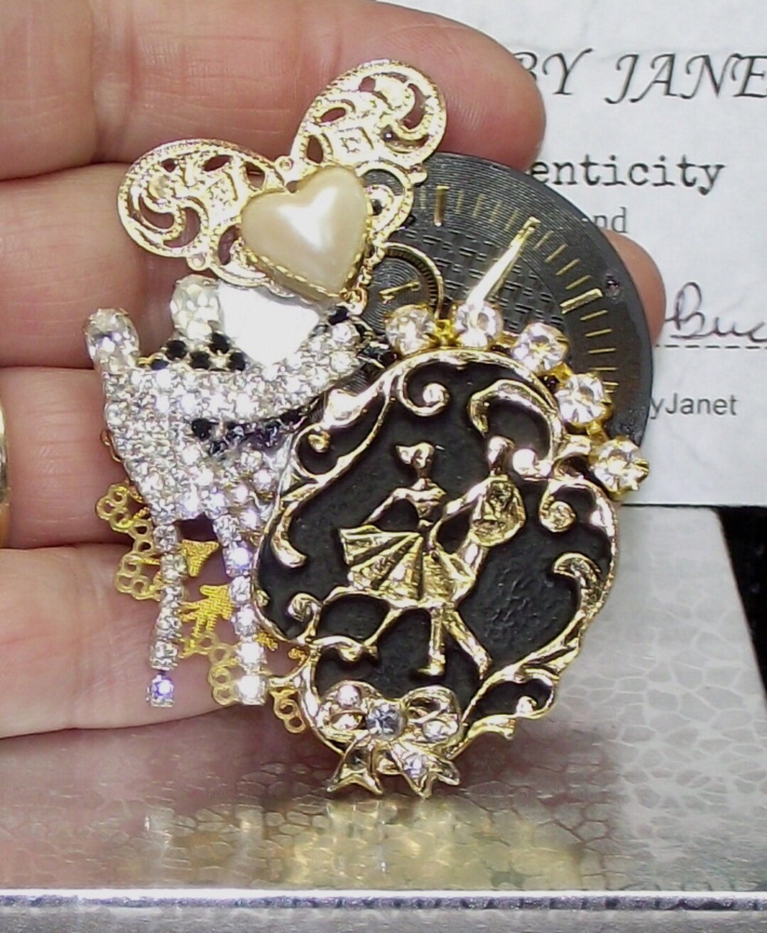 BOOGIE "time" Collage Brooch / Necklace. Let's Dance. Jewelry. Gift. 1 ...