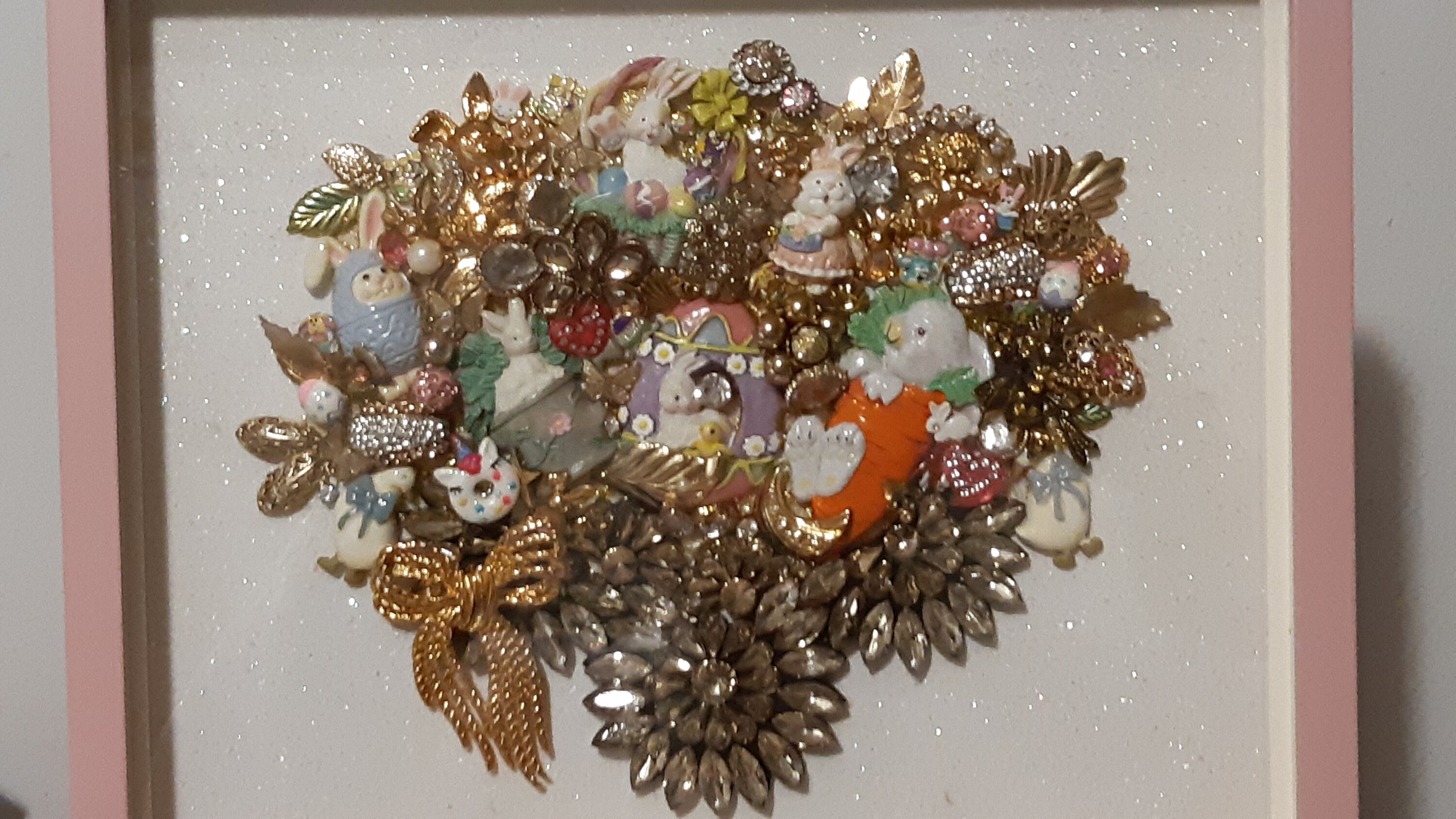 Bejeweled EASTER BASKET Shadow Box. Jewelry Collage Art. Made With ...