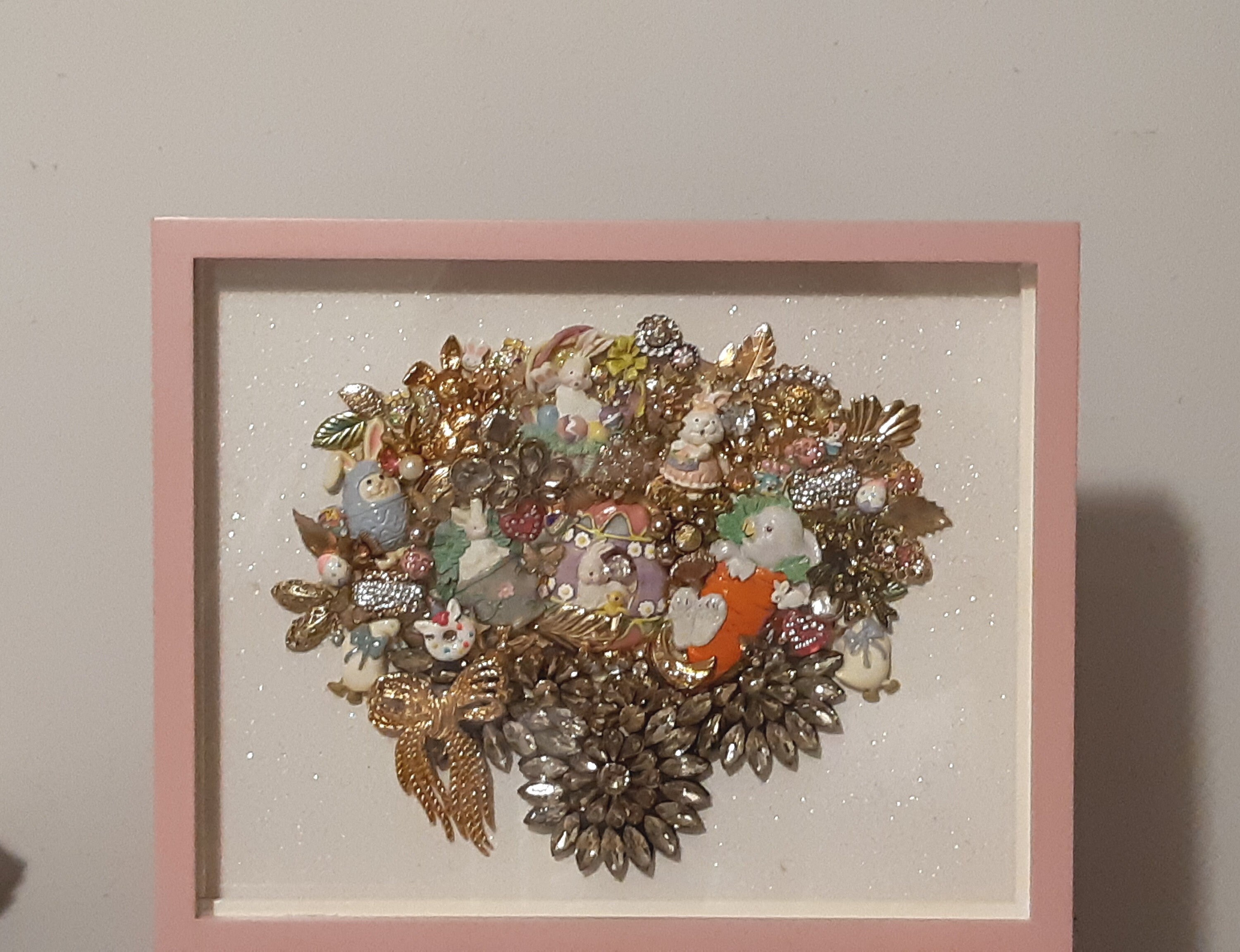 Bejeweled EASTER BASKET Shadow Box. Jewelry Collage Art. Made With ...