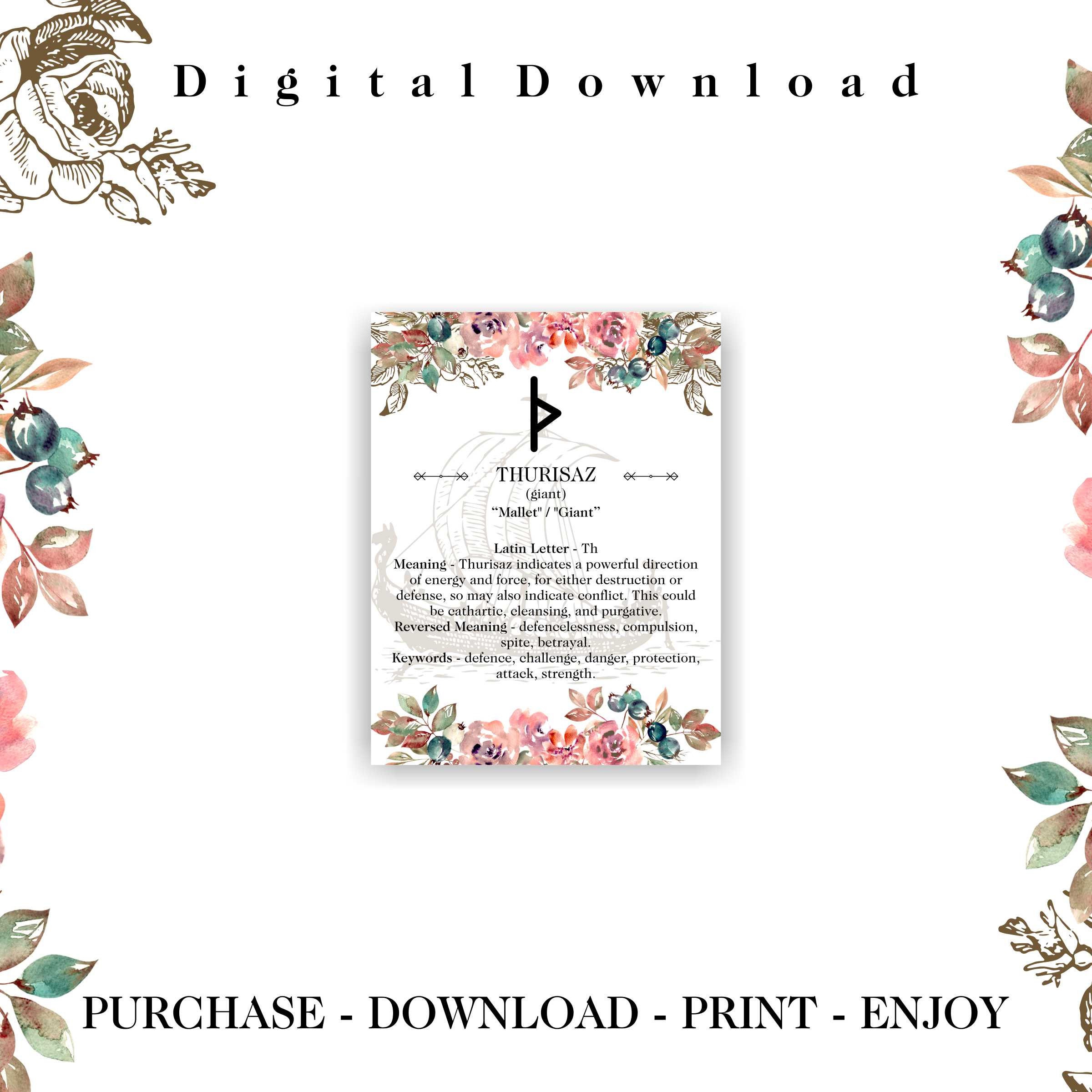 Runes Printable Pages of Symbols and Sign Ancient Spiritual Runic ...