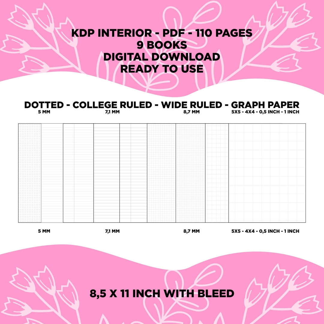 KDP - Interior, Lined, Grid, Dotted - 9 Books, Low Content 110 Pages, 8 ...