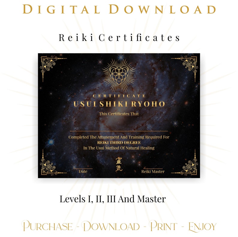 Reiki Certificates - Reiki Master - Levels L, Ll, Lll - Etsy