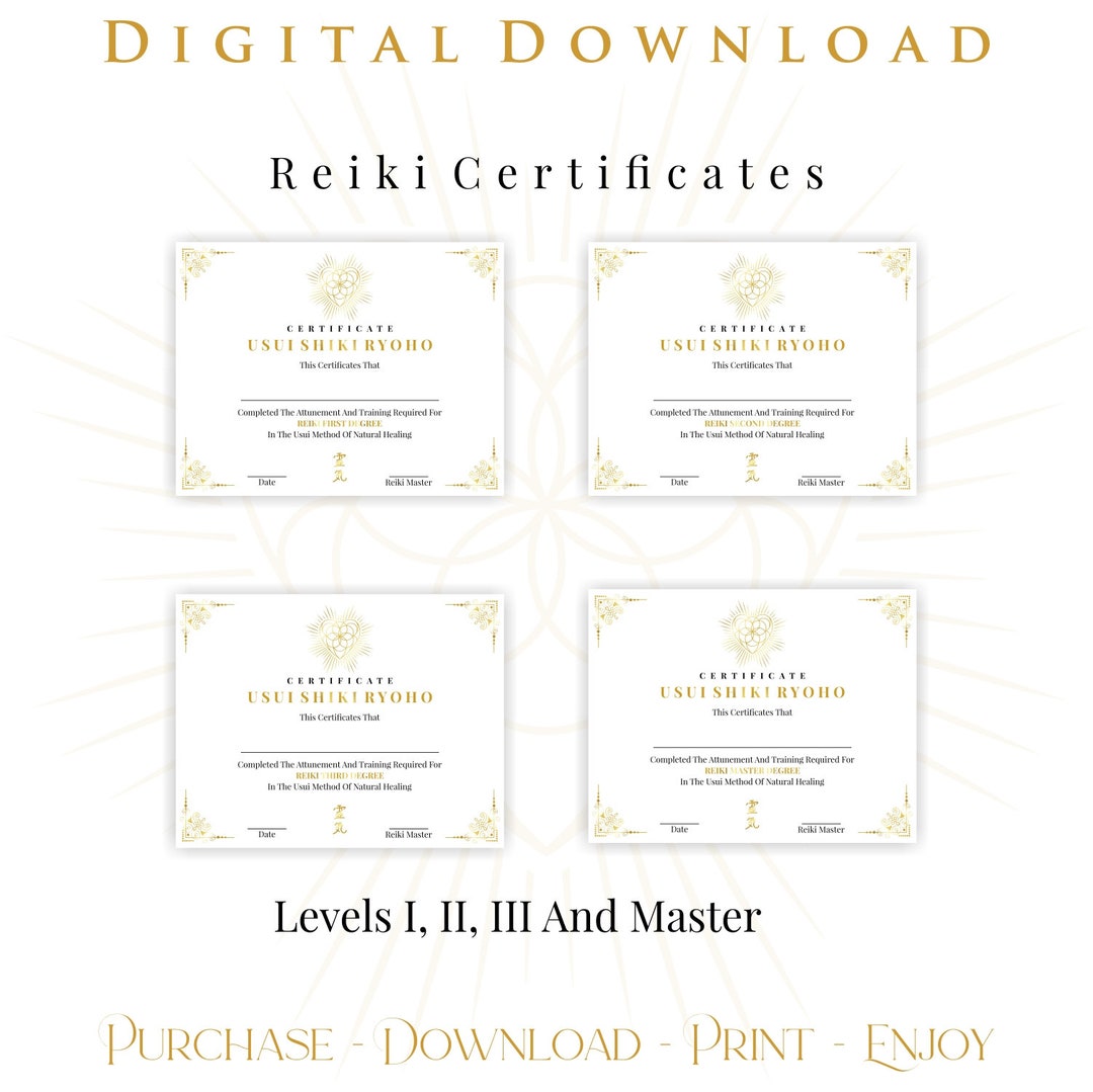 Reiki Certificates - Reiki Master - Levels L, Ll, Lll - Etsy