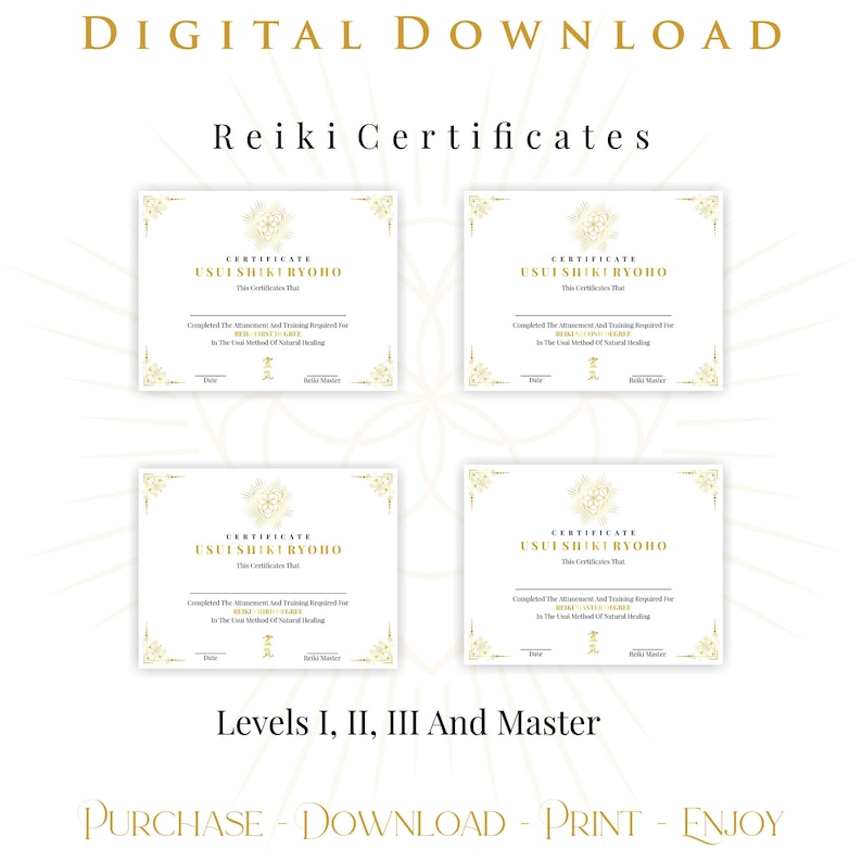 Reiki Certificates - Reiki Master - Levels L, Ll, Lll - Etsy
