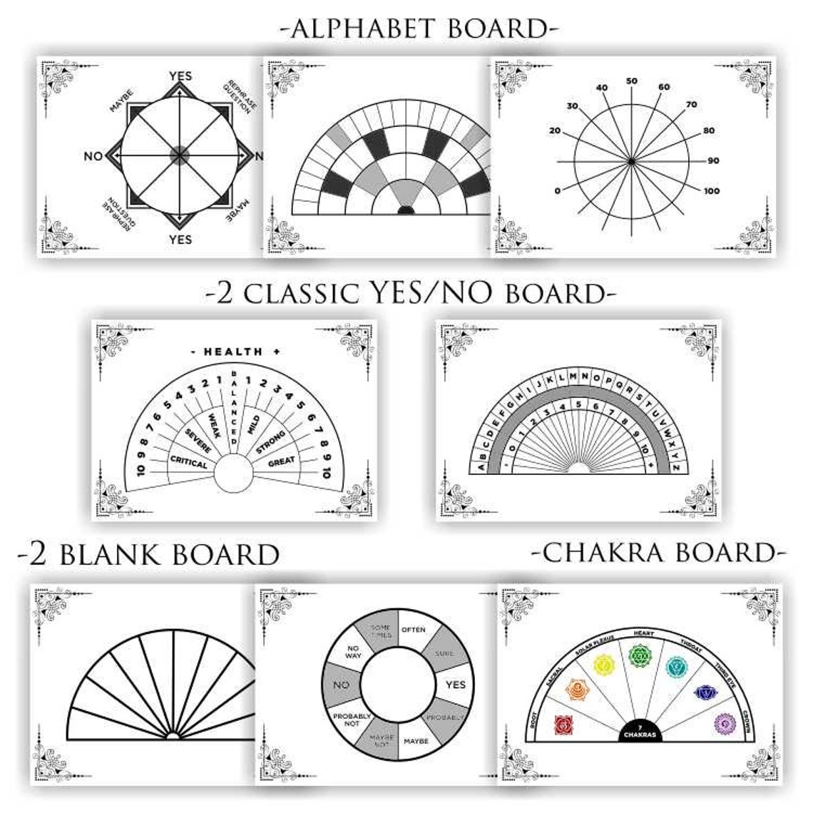 Dowsing Pdf Printable and Pendulum Chart - Digital Download - Etsy