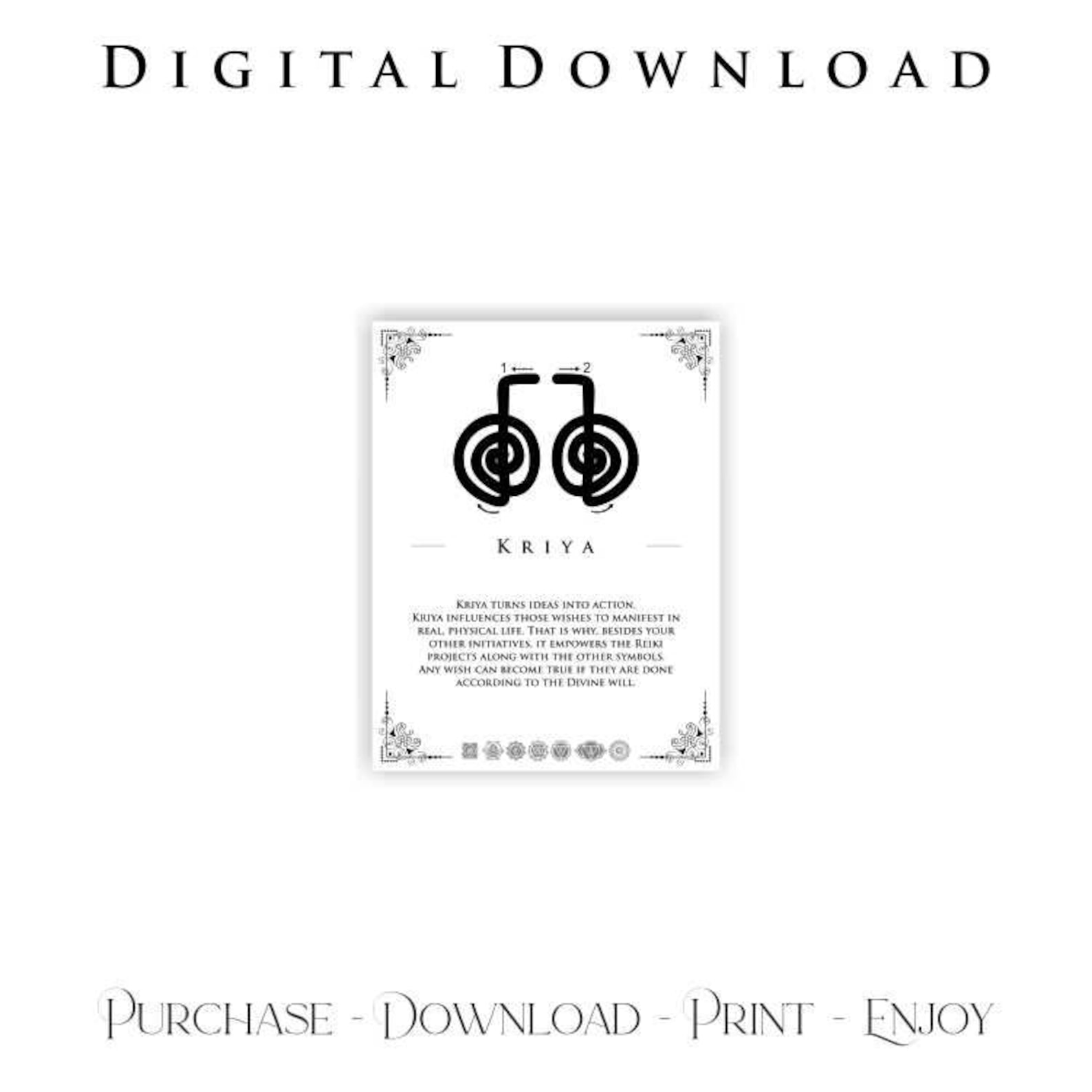 Kriya Symbol Reiki Symbol Size 5x7, 8x10, 16x20 Inches Phone Wallpaper ...