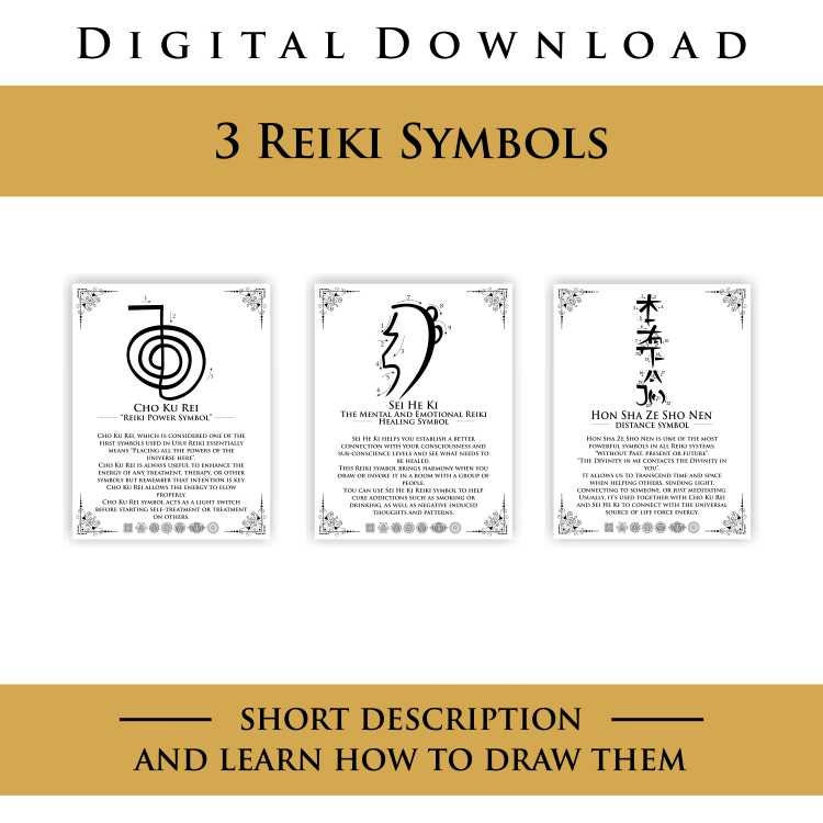 3 Reiki Symbols Sei He Ki Cho Ku Rei And Hon Sha Ze Sho Nen Reiki
