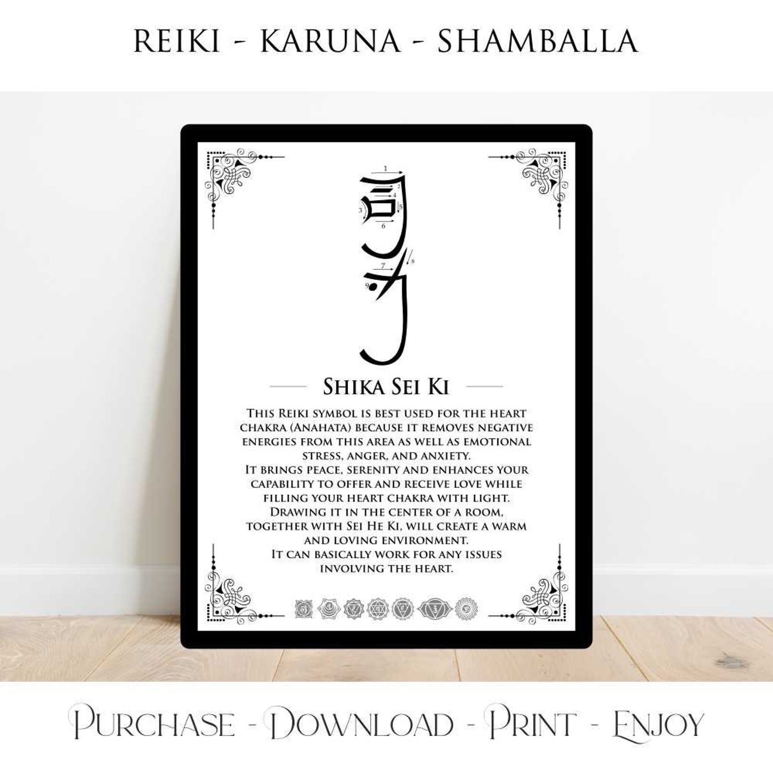 Shika Sei Ki Symbol Reiki Symbol Size 5x7 8x10 16x20 Inches Phone ...
