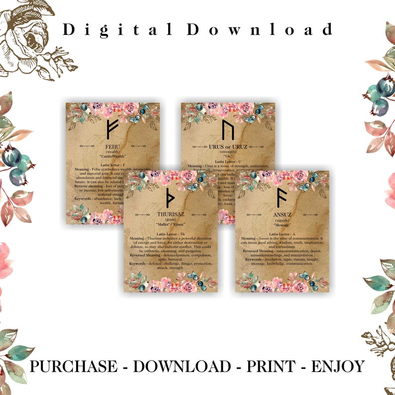 Runes Printable Pages of Symbols and Sign Ancient Spiritual Runic ...