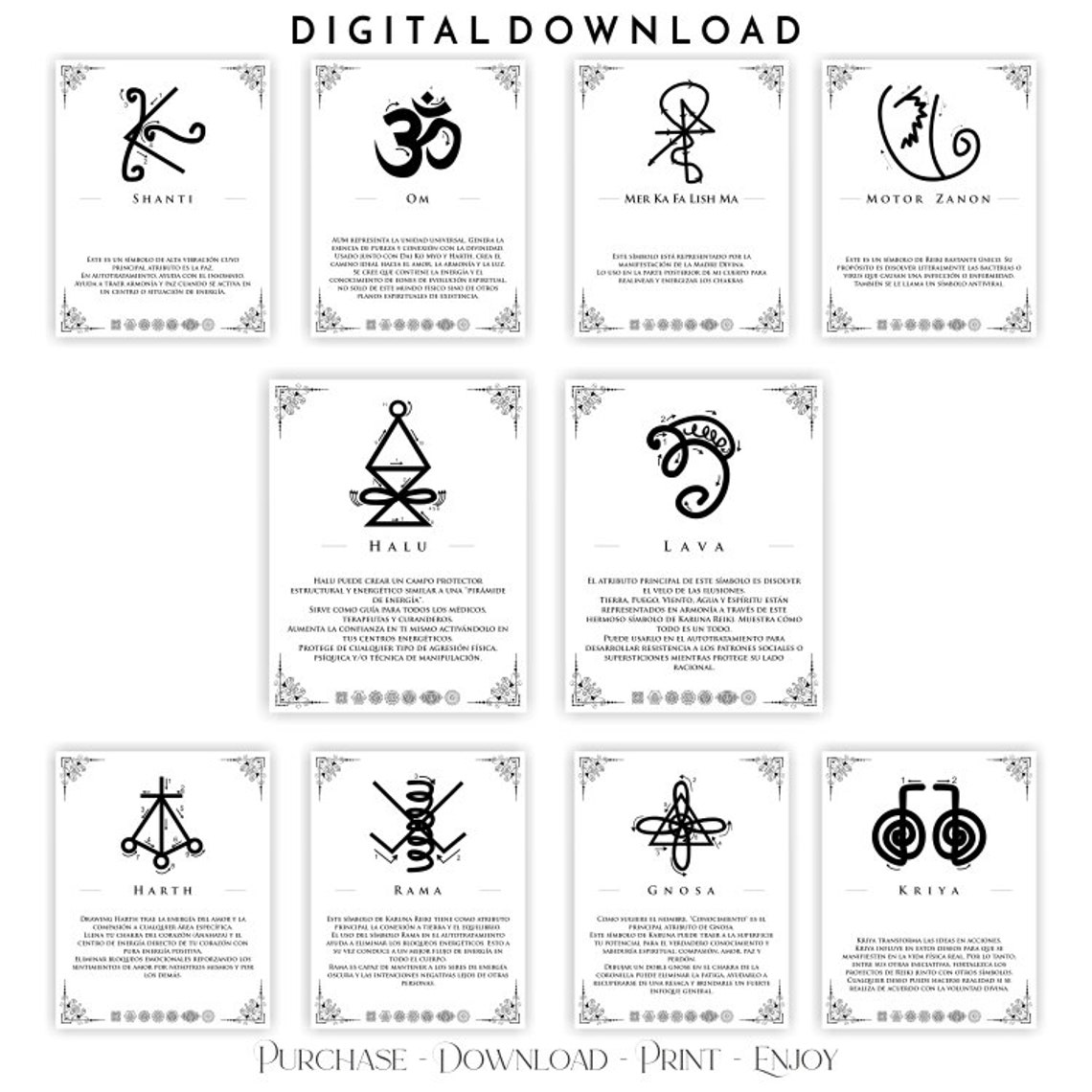 Reiki Pack Símbolos Reiki 30 Símbolos Karuna Shamballa, Chakra Guide ...