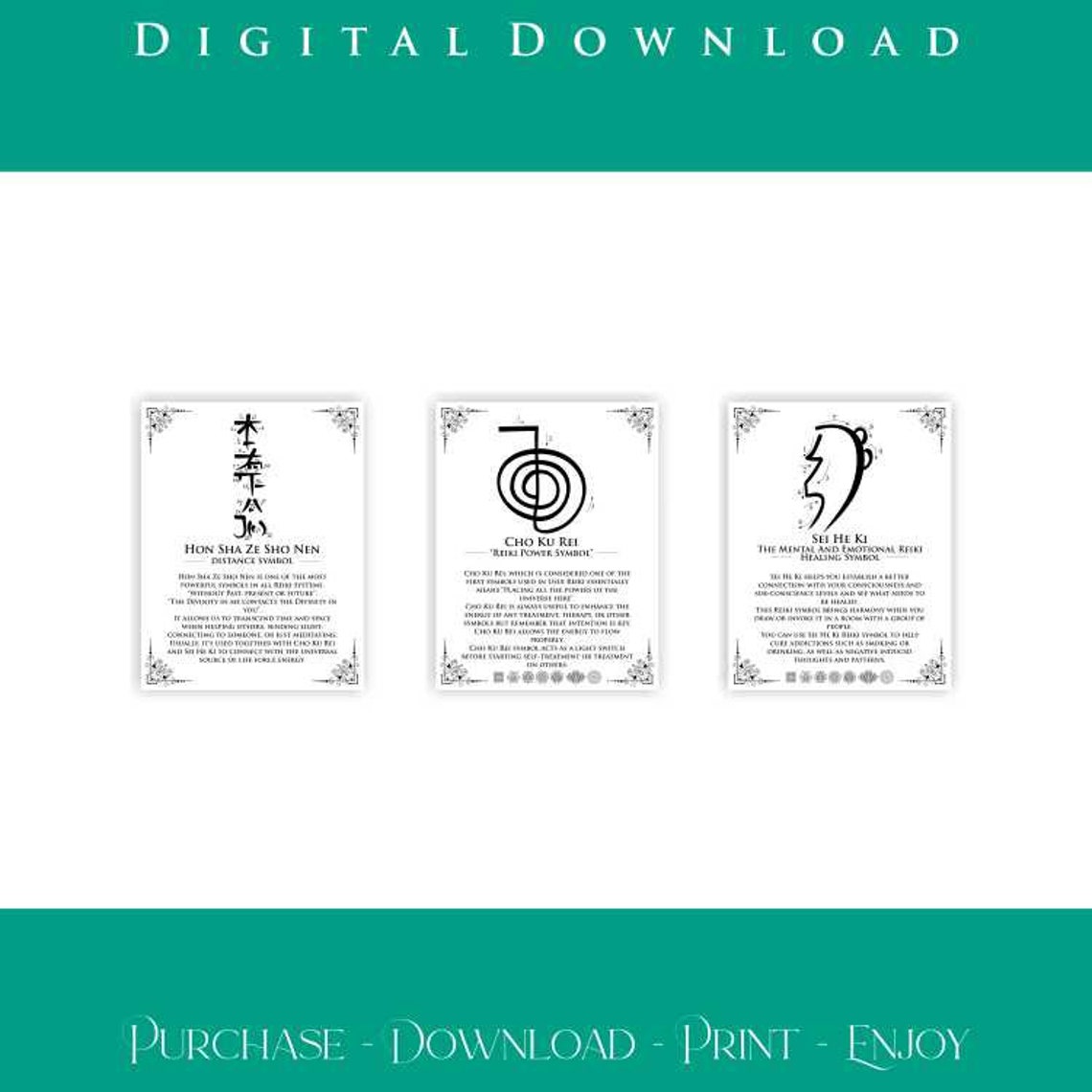 Six Reiki Symbols - Sei He Ki, Cho Ku Rei, Shika Sei Ki, Hon Sha Ze Sho ...