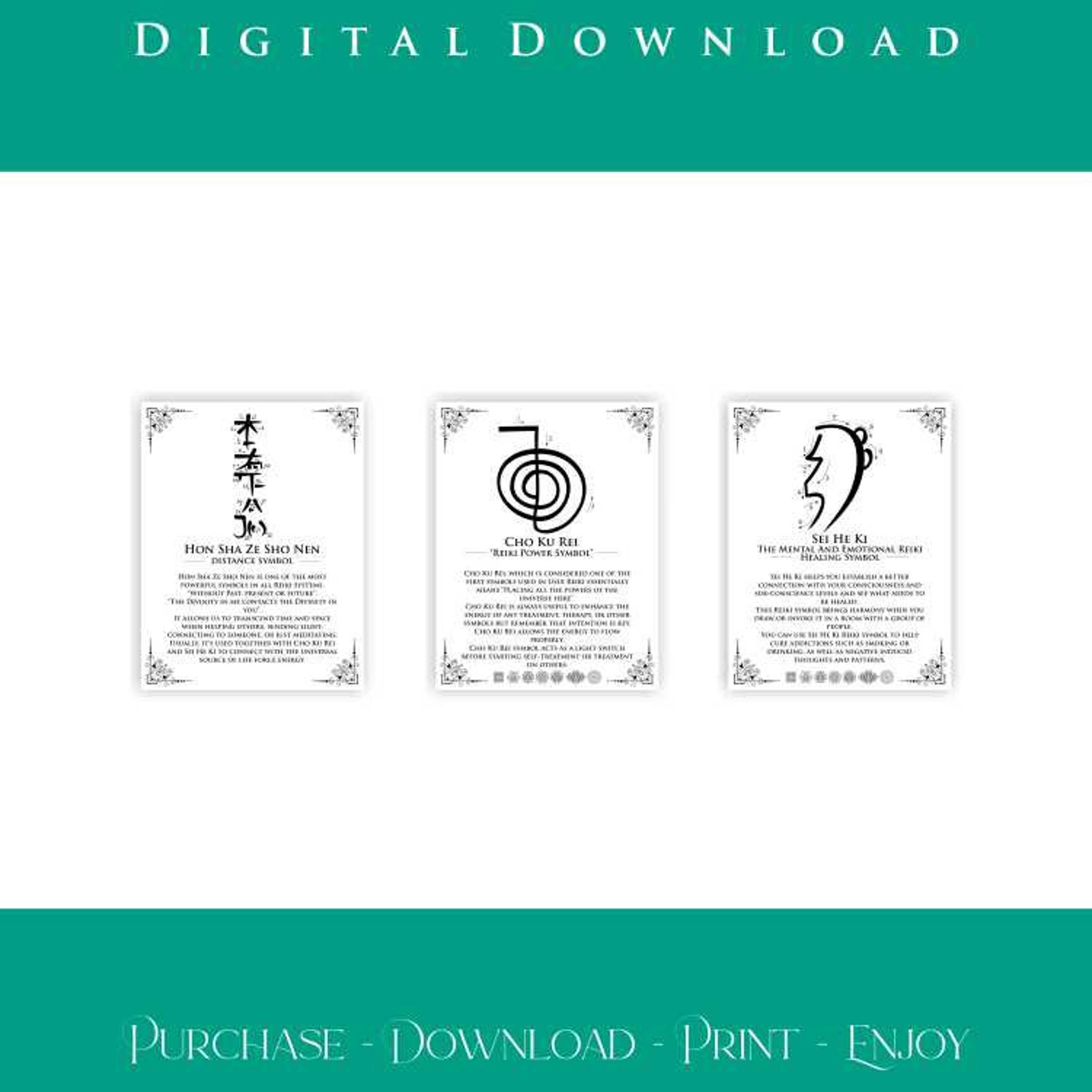 Six Reiki Symbols - Sei He Ki, Cho Ku Rei, Shika Sei Ki, Hon Sha Ze Sho ...