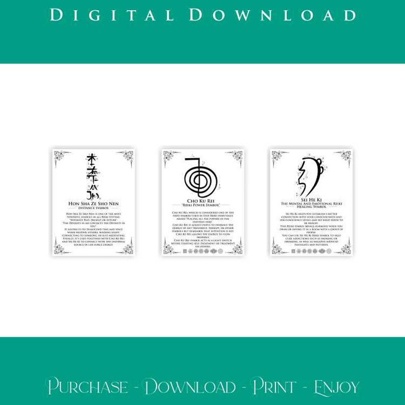Six Reiki Symbols - Sei He Ki, Cho Ku Rei, Shika Sei Ki, Hon Sha Ze Sho ...