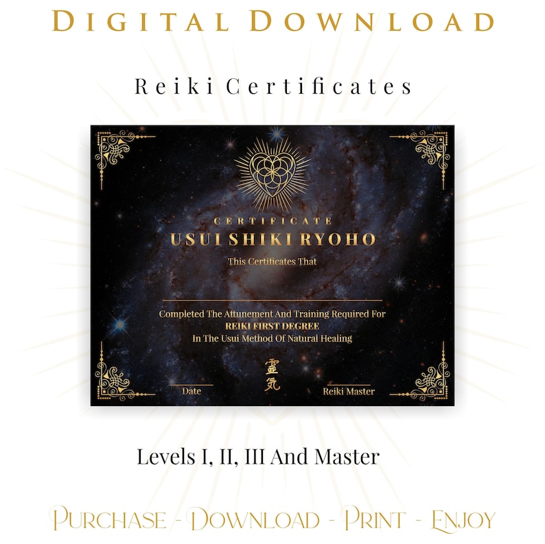 Reiki Certificates - Reiki Master - Levels L, Ll, Lll - Etsy
