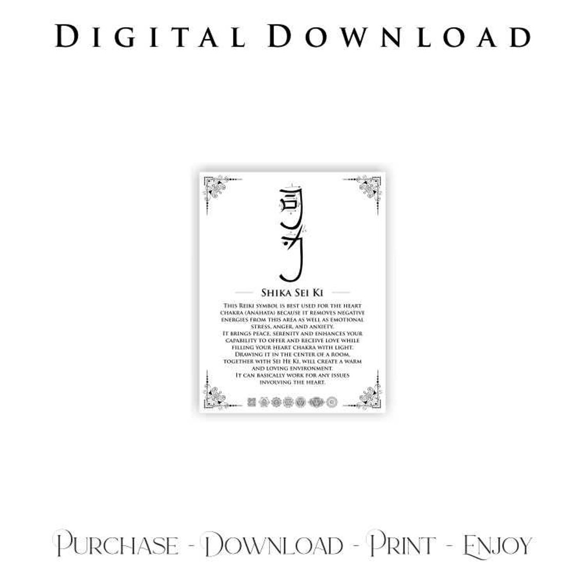 Shika Sei Ki Symbol Reiki Symbol Size 5x7 8x10 16x20 Inches Phone ...