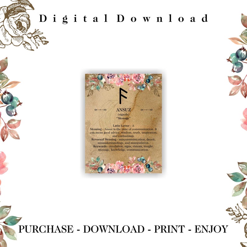 Runes Printable Pages of Symbols and Sign Ancient Spiritual Runic ...