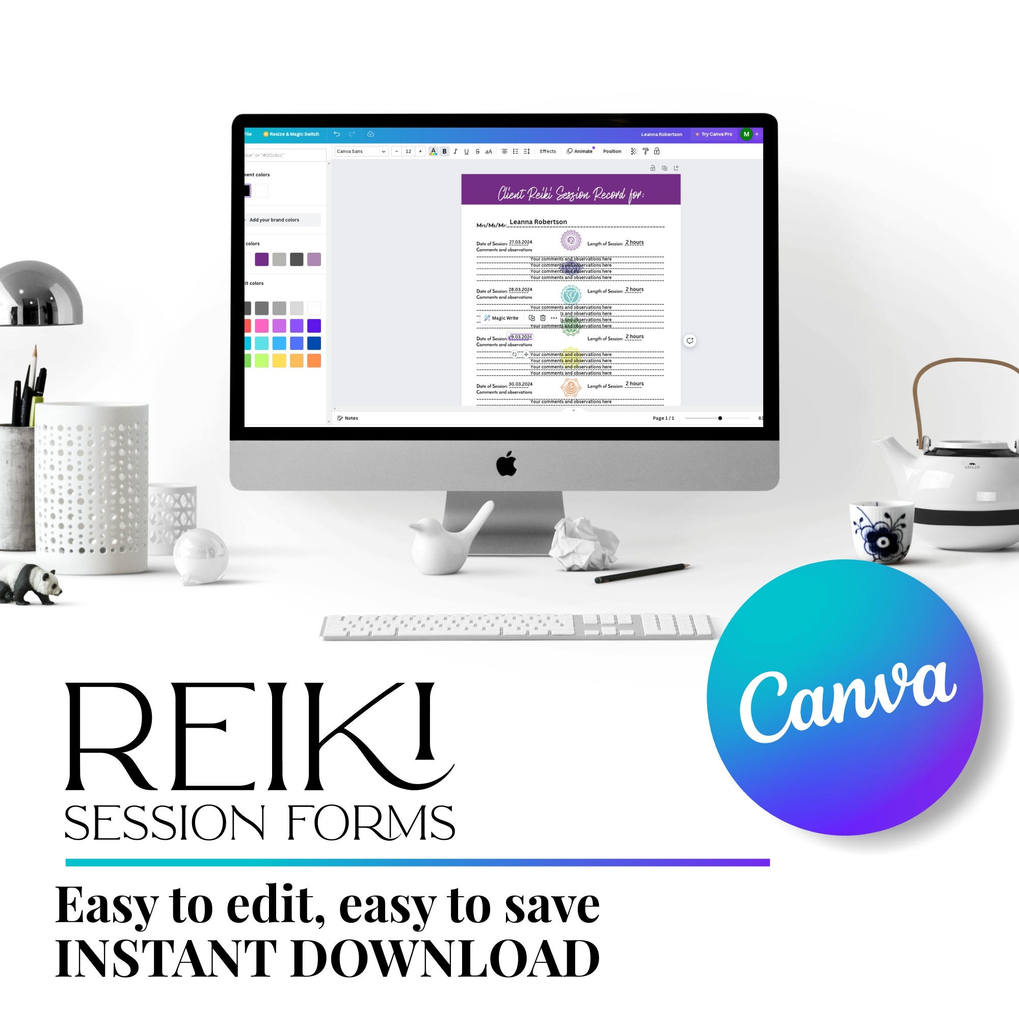 Reiki Business Form, Editable Reiki Form, Printable Reiki Form ...