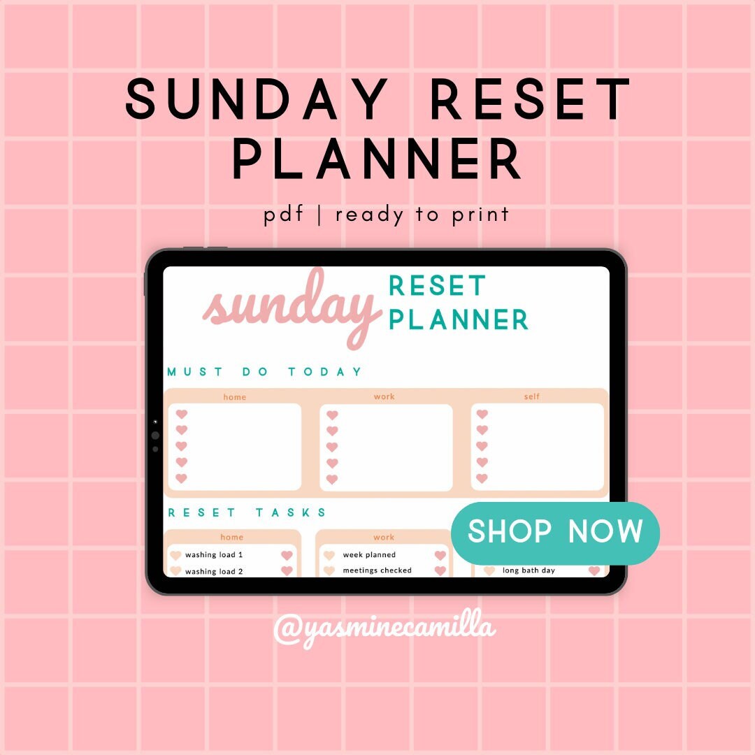 SUNDAY RESET PLANNER - A Simple Sunday Reset Planner for Your Home ...