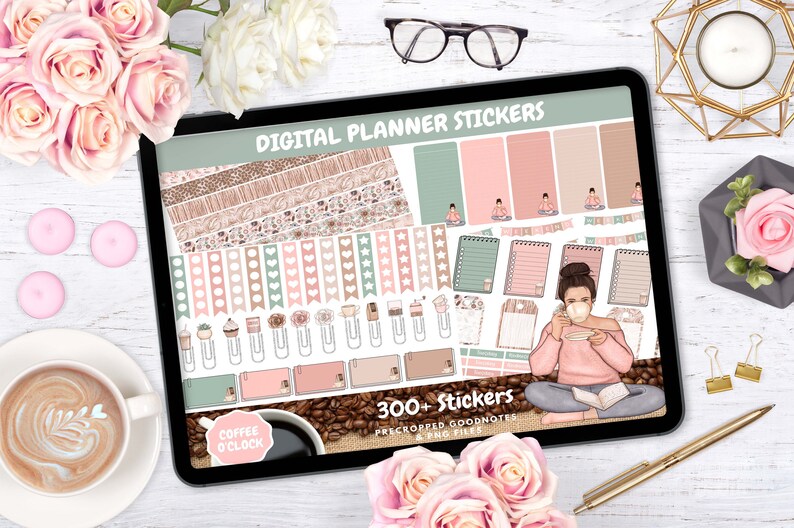 Coffee Digital Planner Stickers for Goodnotes Cozy Farmhouse - Etsy