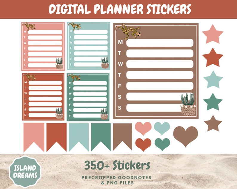 Tropical Stickers for DIGITAL PLANNER PNG Goodnotes Summer - Etsy