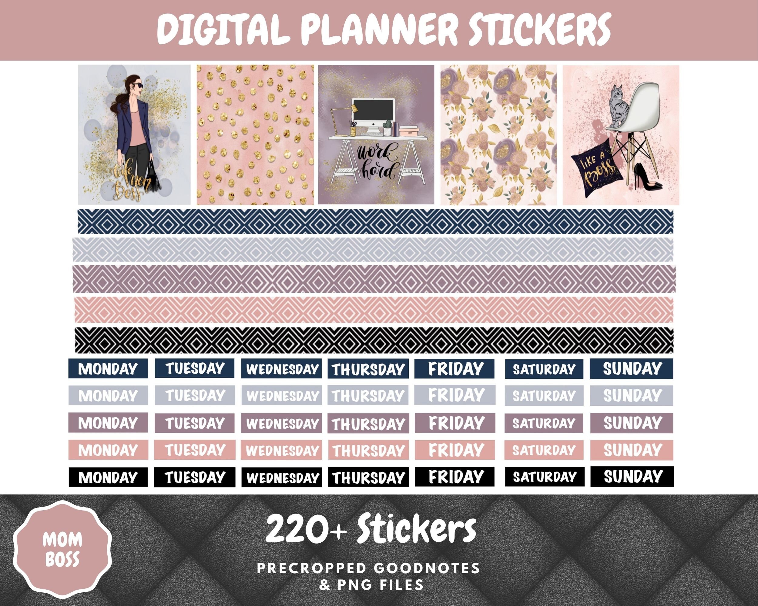 Boss Mom Weekly Planner Bundle Pre-cropped Goodnotes & PNG | Etsy