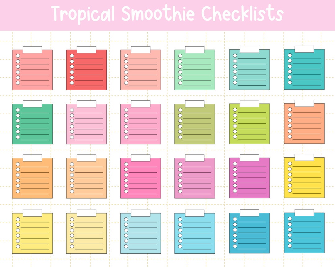 Functional Digital Sticker Checklists, Planner Stickers, Summer Palette ...