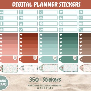 Tropical Stickers for DIGITAL PLANNER PNG Goodnotes Summer Beach ...