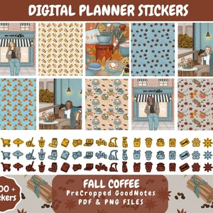 September Coffee Digital Planner Stickers for Goodnotes Cozy - Etsy