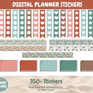 Tropical Stickers for DIGITAL PLANNER PNG Goodnotes Summer Beach ...