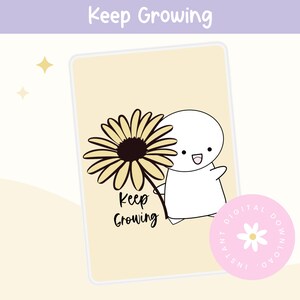 Motivational Emoticon Sticker, Digital Planner Sticker, Keep Growing ...