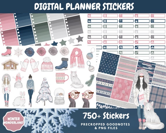 Planner Stickers Digital Winter Stickers Winter Digital | Etsy