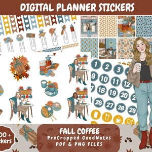 September Coffee Digital Planner Stickers for Goodnotes Cozy - Etsy