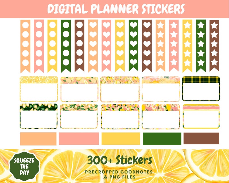 Weekly Stickers for DIGITAL PLANNER PNG Goodnotes July Summer - Etsy