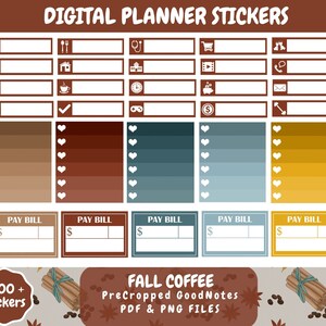 September Coffee Digital Planner Stickers for Goodnotes Cozy - Etsy