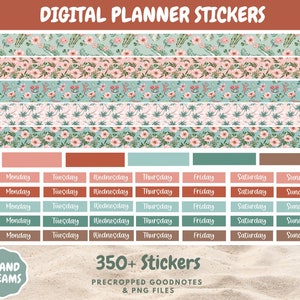Tropical Stickers for DIGITAL PLANNER PNG Goodnotes Summer Beach ...