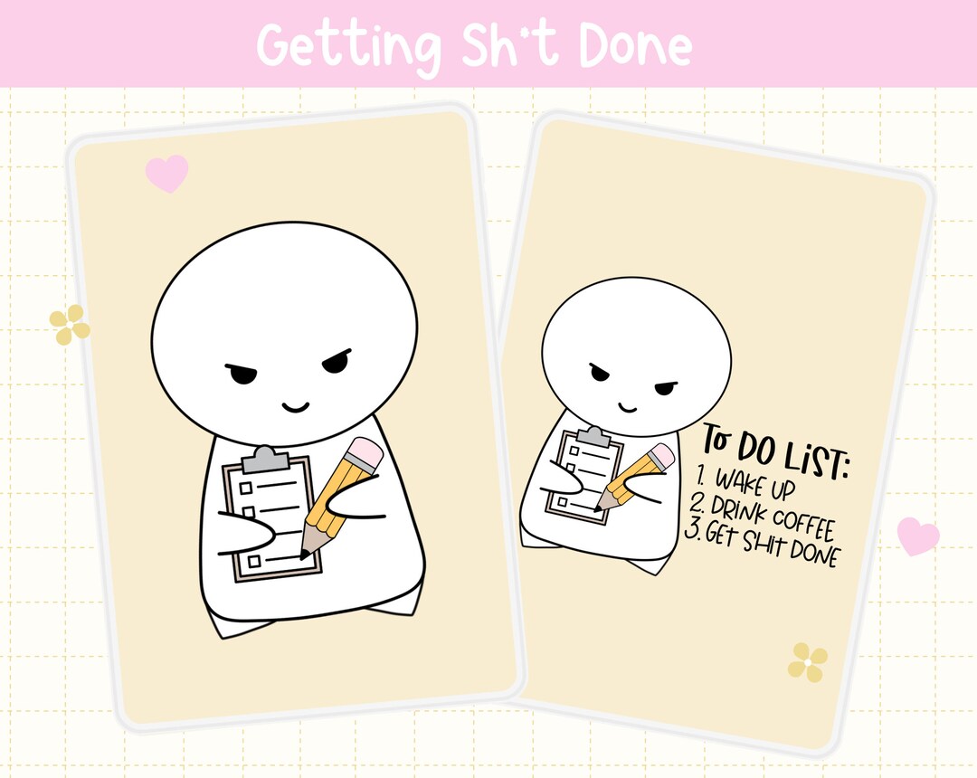 Determined Mood Emoti Stickers, Digital Planner Icons, Funny Adulting ...