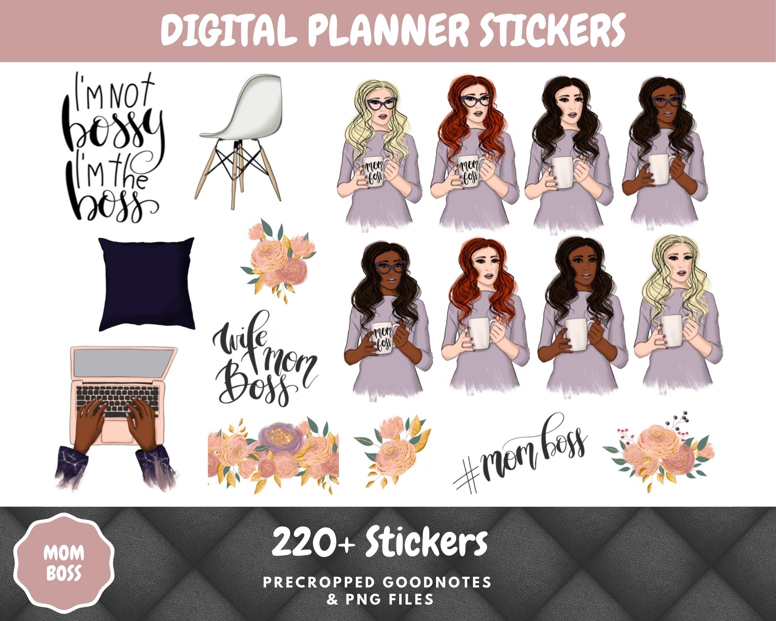 Boss Mom Weekly Planner Bundle Pre-cropped Goodnotes & PNG | Etsy