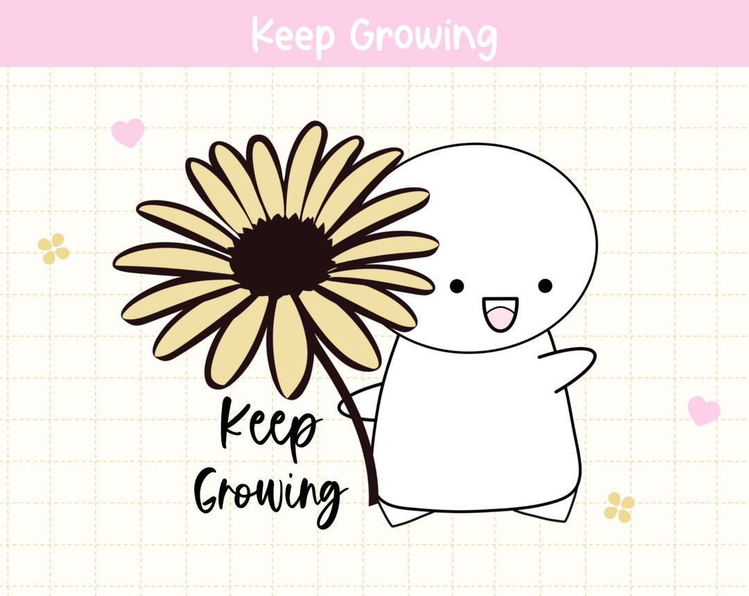 Motivational Emoticon Sticker, Digital Planner Sticker, Keep Growing ...