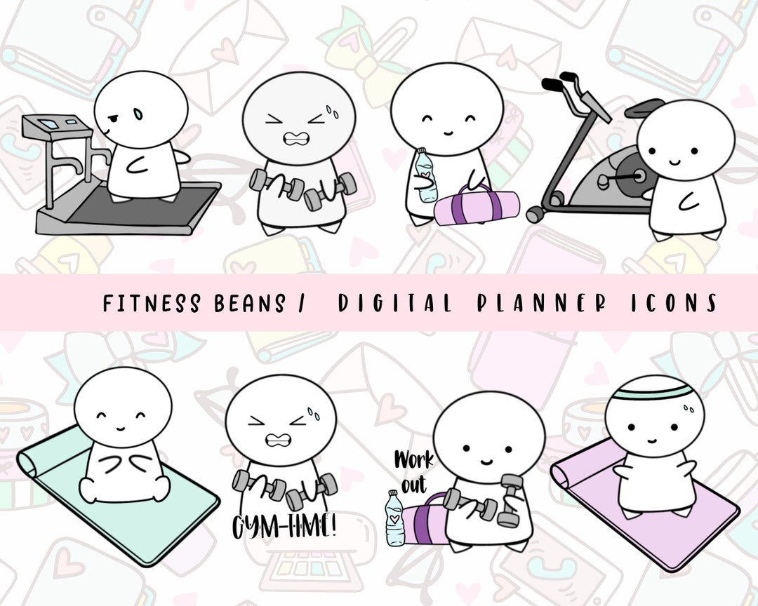 Fitness Emoticon Icon Stickers Goodnotes Digital Planner - Etsy Australia