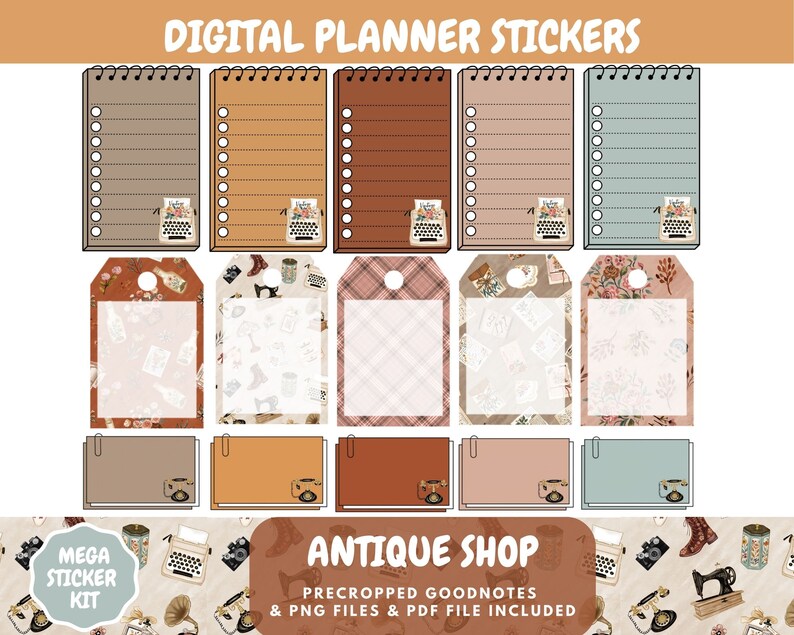 Vintage Digital Planner Stickers for Goodnotes Fall Antique - Etsy