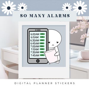 Tired Mood Emoticon Digital Planner Stickers, Cute Character Printable ...