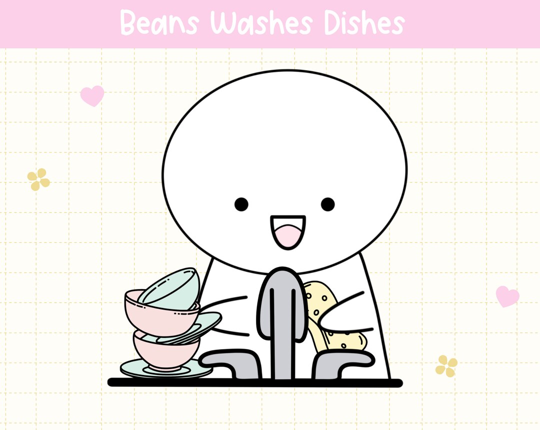 Washing Dishes Emoticon Stickers, Digital Planner Stickers, Goodnotes ...