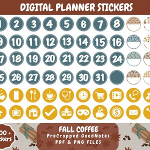 September Coffee Digital Planner Stickers for Goodnotes Cozy - Etsy