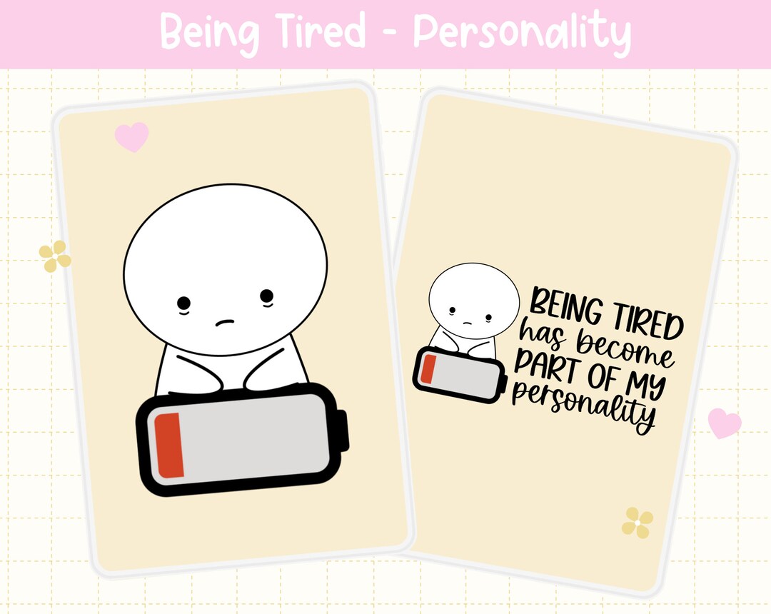 Tired Mood Emoti Stickers, Sarcastic Funny Digital Planner Character ...