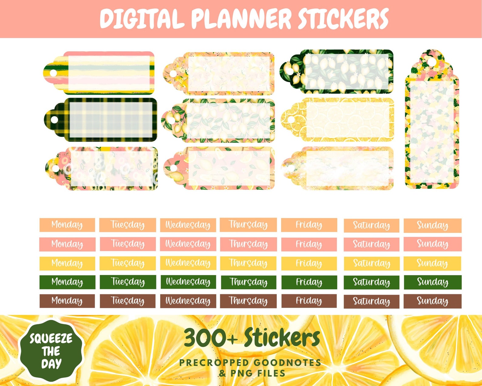 Weekly Stickers for DIGITAL PLANNER PNG Goodnotes July Summer - Etsy