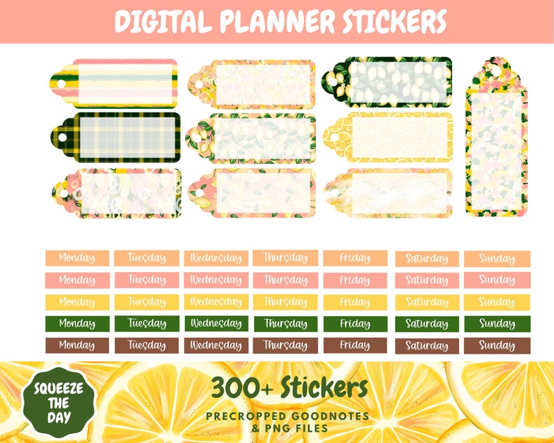Weekly Stickers for DIGITAL PLANNER PNG Goodnotes July Summer - Etsy