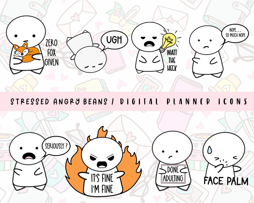 Angry Icon Stickers Goodnotes Digital Planner Sticker Bullet Journal ...