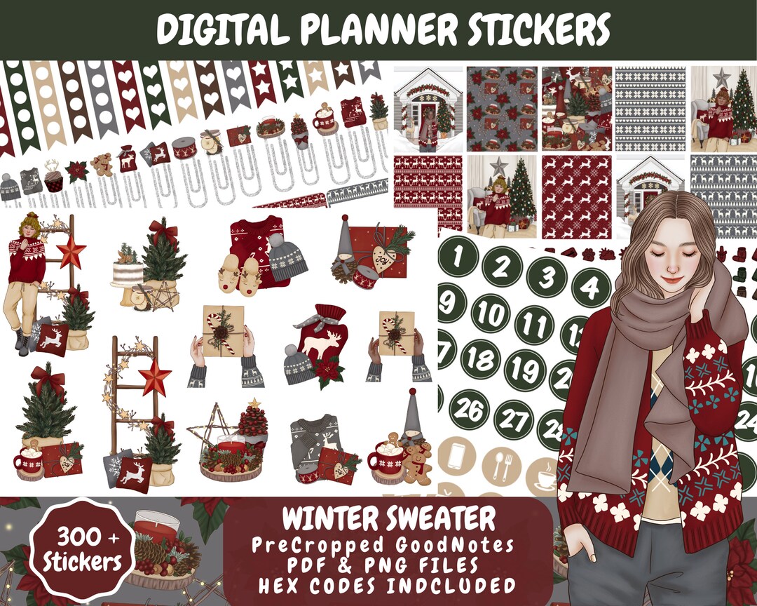 Christmas Planner Stickers Goodnotes, December Digital Stickers ...